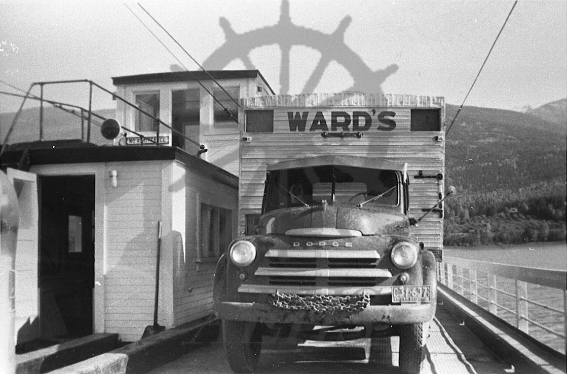 2014.003.4505 Ward’s truck on ferry | Arrow Lakes Historical Society