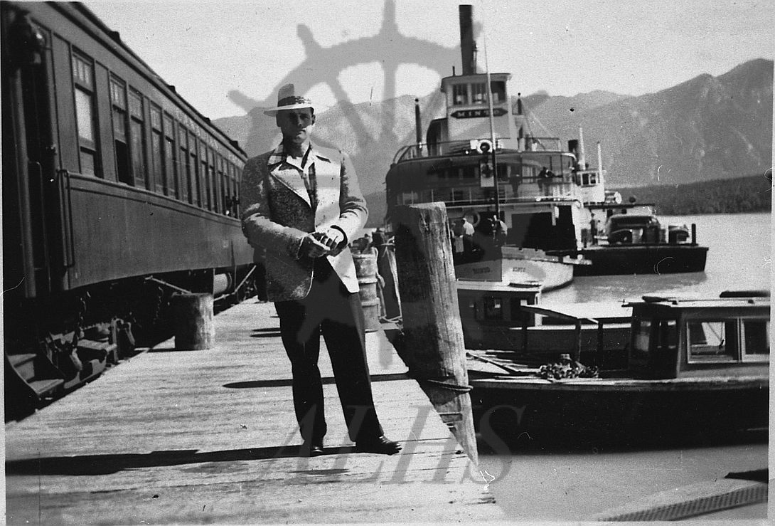 2014.003.6302 Minto and train at Arrowhead | Arrow Lakes Historical Society